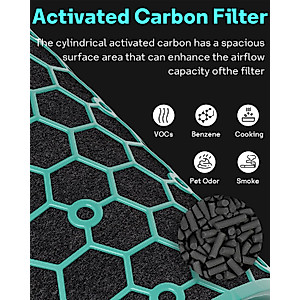 Leemone TP04 True Hepa Filter Replacement Compatible with Dyson TP04 HP04 DP04 TP05 DP05 Air Purifier, 360° Combi Glass HEPA Filter & Activated Carbon Filter, 1 Pack