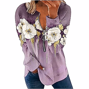 JDHUFEI Kitchen aid Mixer Stand Deals Womens Oversized Sweatshirts Fashion Boho Long Sleeve Tops Loose Half Zip Hoodies Casual Fall Clothes Beach Pullover