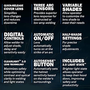 Miller Digital Performance Welding Helmet (Black) - Auto-Darkening Welding Helmet with Clearlight 2.0 Technology - Welding Hood with 7.22 in View - Lightweight Welding Mask with Color-Enhancing Optics