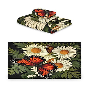 Flradish Daisy Butterfly Towels 3 Pack Bath Towels for Bathroom Set Soft Cotton Highly Absorbent Lightweight & Quickdry Towel Set 1 Bath Towel,1 Hand Towel,1 Washclothe