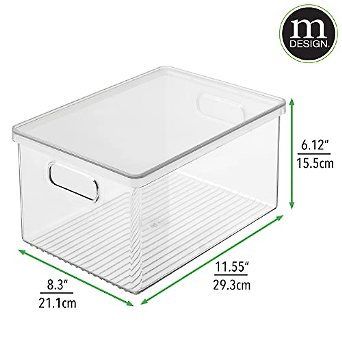 mDesign Plastic Storage Bin Box Container, Lid, Built-in Handles, Organization for Makeup, Hair Styling Tools, Accessories in Bathroom Cabinet, Cupboard Shelves, Ligne Collection, 4 Pack, Clear/Clear