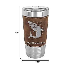 LaserGram 20oz Vacuum Insulated Tumbler Mug, Great White Shark, Personalized Engraving Included (Faux Leather, Rustic)