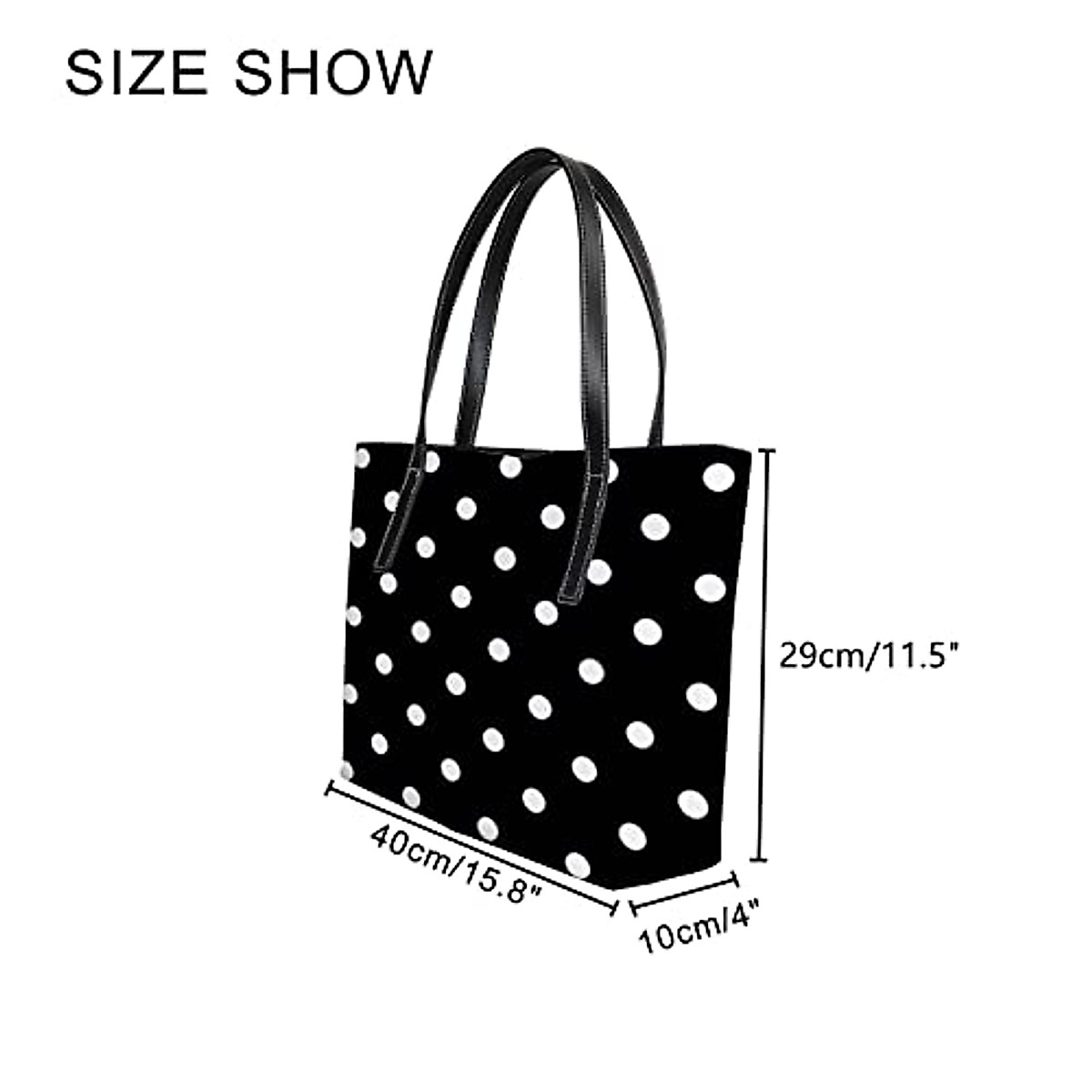 Retro Black and white Polka Dot Tote Bag for Women Leather Handbags Women's Crossbody Handbags Work Tote Bags for Women Coach Handbags Tote Bag with Zipper.
