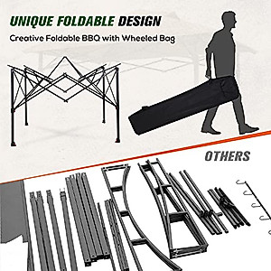 COOS BAY 8x5 Pop up Grill Gazebo Portable BBQ Gazebo Canopy Tent with Roller Bag, Outdoor Barbeque Shelter, Beige
