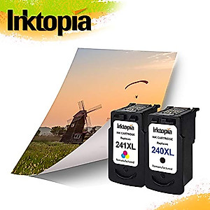 Inktopia Remanufactured Ink Cartridges for Canon PG-240XL CL-241XL 240 XL 241 XL (1 Black 1 Tri-Color) for Canon PIXMA MG3620 TS5120 MG3520 MG3600 MG3220 MX472 MX522 MX532 MX432 MX512 Printer