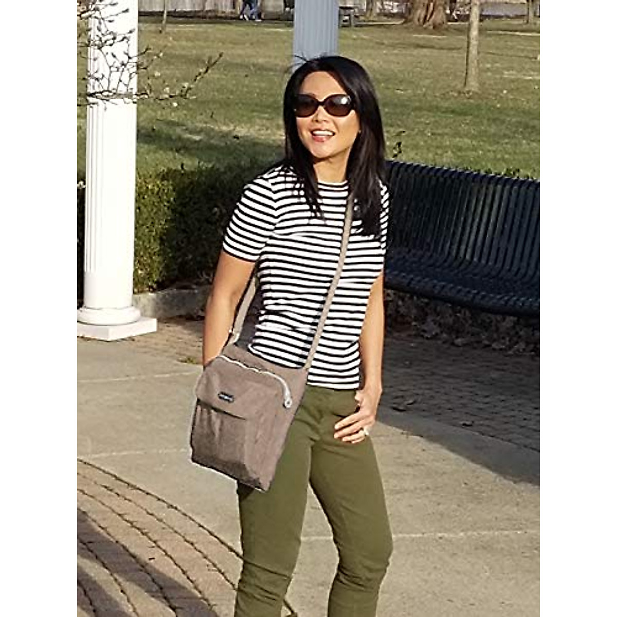 NeatPack Unisex Rfid Nylon Small Crossbody Shoulder Bag - Taupe