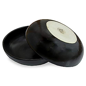 roro Ceramic Stoneware Hand-Shaped Semi-Matte Modern Minimalist Black Low Bowl Set of 2