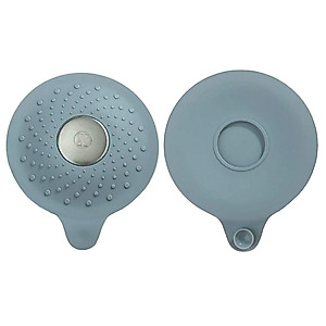 SlipX Solutions Gray Drain Stopper Fits Over Drains to Prevent Leaks (Covers Standard Tub & Sink Drains, Silicone & Stainless Steel)
