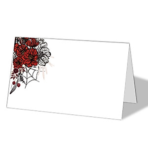 Halloween Table Place Cards, Editable Name Place Cards, 25 Pack Buffet Food Tent Labels, Double Design Name Cards, Halloween Thanksgiving Party Decorations, Easy Folding for Dinner Party - L523