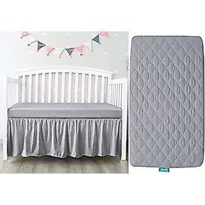 Waterproof Crib Mattress Protector & Crib Skirt [Light Grey]