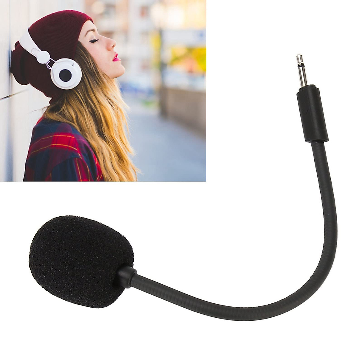 Game Mic Replacement for 100, Noise Cancelling Sponge Adjustable Microphone Arm, 2.5mm Detachable Game Boom Microphone for Gaming Headsets