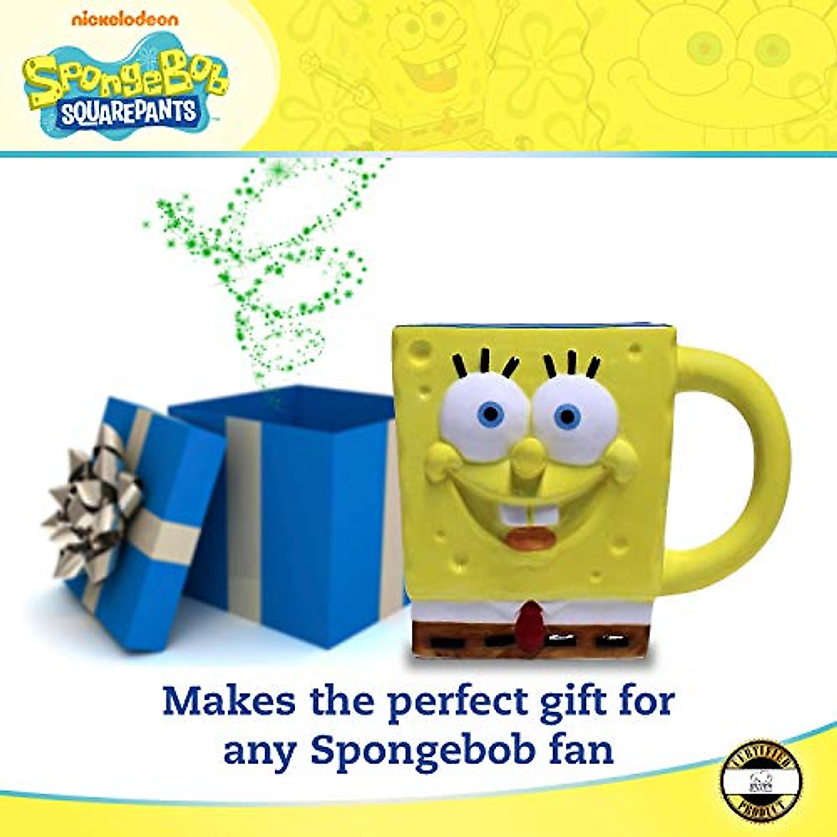Silver Buffalo SpongeBob SquarePants 3D Sculpted Ceramic Mug, 20 Ounces