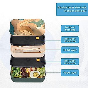 Dunhuang Mystery Adult Lunch Box, Bento Box, With Cutlery Set Of 3, 2 Compartments, Rectangular, Lunch Box For Adults