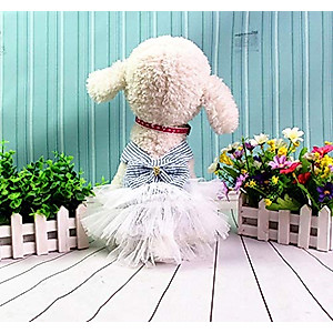 Medium Girl Dog Sweaters Bottoming Dog Summer Clothes Stripe Pet Dress Cat Dress Print Pet Clothes Extra Small Puppy Sweaters for Extra Small Dogs (X-Small, Blue)