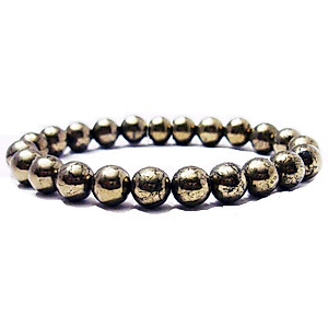 DHYANARSH Pyrite Beads Bracelet - Astronomy Jewelry, AAA Natural Stone Beads 8mm
