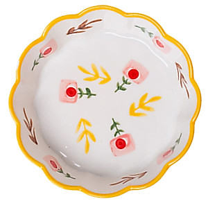 BESTonZON Yellow Mixing Cups Fruits Center Dip Dishwasher Microwave Baking Pattern Kids Kitchen Ramen Bakeware Fruit Floral Wedding Decorative Vegetables Pasta Snack Poorn Candy Oven Side