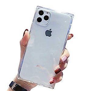 Tzomsze iPhone 11 Pro Max Clear Case, Square 11 Pro Max Cases Reinforced Corners TPU Cushion,Crystal Clear Slim Cover Shock Absorption TPU Silicone Shell for iPhone 11 Pro Max 6.5 inches (2019)-Clear