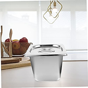 ULTECHNOVO 2pcs Hotel Pan Table Tray Deep Steam Pan Stainless Steel Chafers Stainless Steel Saucepan Table Trays for Eating Food Heater Buffet Dishes Container Buffet Simple Tray Canteen Tray