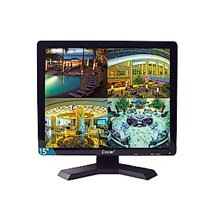 15" CCTV BNC Monitor VGA HDMI AV, 4:3 HD Display LCD Security Screen with USB Drive Player for Surveillance Camera STB PC 1024x768 Resolution Built-in Speaker Audio in/Out