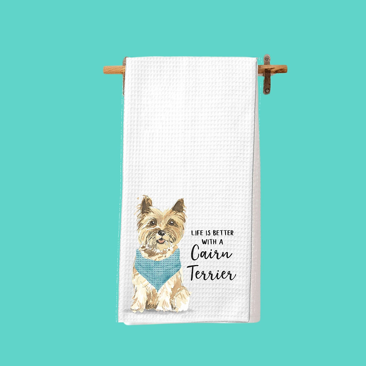Watercolor Life is Better with a Cairn Terrier Microfiber Kitchen Tea Bar Towel Gift for Animal Dog Lover