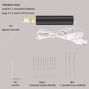 Micro Handheld Drill Bits, 0.7-1.2mm Crystal Epoxy For Resin Jewelry Making Mini Electric Drill Set DIY ABS