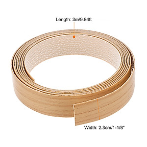 uxcell Edge Banding, 1-1/8 inch x 24.6ft Pre-Glued Wood Veneer Edging Iron-on Flexible Edge Banding for Cabinet Repair Furniture Restoration, Walnut