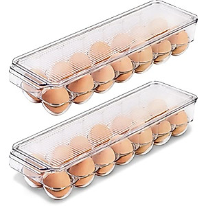 Utopia Home (Pack of 8 Pantry Organizers and Egg Trays – Pack of 6 Medium Organizers for Refrigerator, Kitchen & Storage Racks – Pack of 2 Egg Trays With Lid & Handle – Clear Plastic Holders