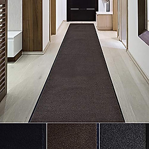 iCustomRug Heavy Duty Interior/Exterior Waterproof Utility Plush Pile Vinyl Back Runner,Mats,Area Rug, Non-Slip,70 Custom Sizes for Doorway,Balcony,Hallway,Commercial,Retail Space 4' X 9' Brown