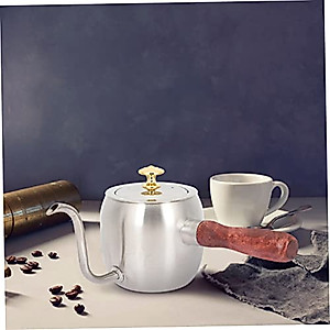 VINTORKY Wooden Handle Coffee Pot Japanese Tea Pots Hand Drip Coffee Pot Coffee Server Thermal Carafe Coffee Maker Coffee Kettle Coffee Makers Espresso Stainless Steel