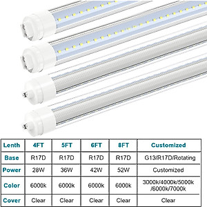 JESLED 360 Degree T8 T10 T12 6ft 42w R17D/HO Base, led Outdoor Tubes for Double Sided Signs 6000K Cool White Clear Cover (4-Pack)