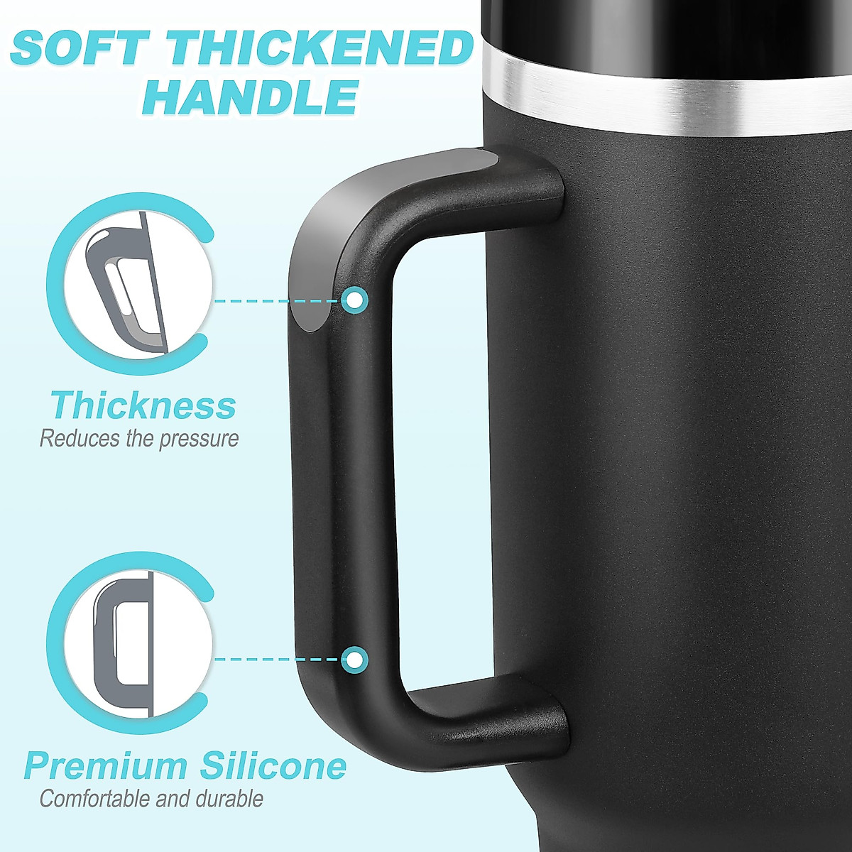 40 oz Tumbler with Handle and Straw, 2 Lids (2 in 1 & LeakProof Lid) - Vacuum Insulated Stainless Steel Double Wall Water Bottle Travel Mug - Holiday Gifts for Women Men - Black Leopard