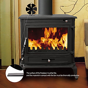 Ahageek Fire Fans for Stove, 6-Blades Stove Fan Silent Operation with Stove Thermometer for Wood/Log Burners/Fireplace Fan/Eco Friendly & Increased Efficient for Large Room