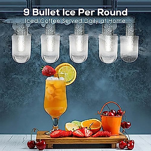ZAFRO Countertop Portablewith Ice Maker Machine Handle, Mackes up to 26LBS/24H, 9 Cubes in 6 mins，Self -Cleaning Ice Maker with Ice Scoop and Ice Bag（Black）