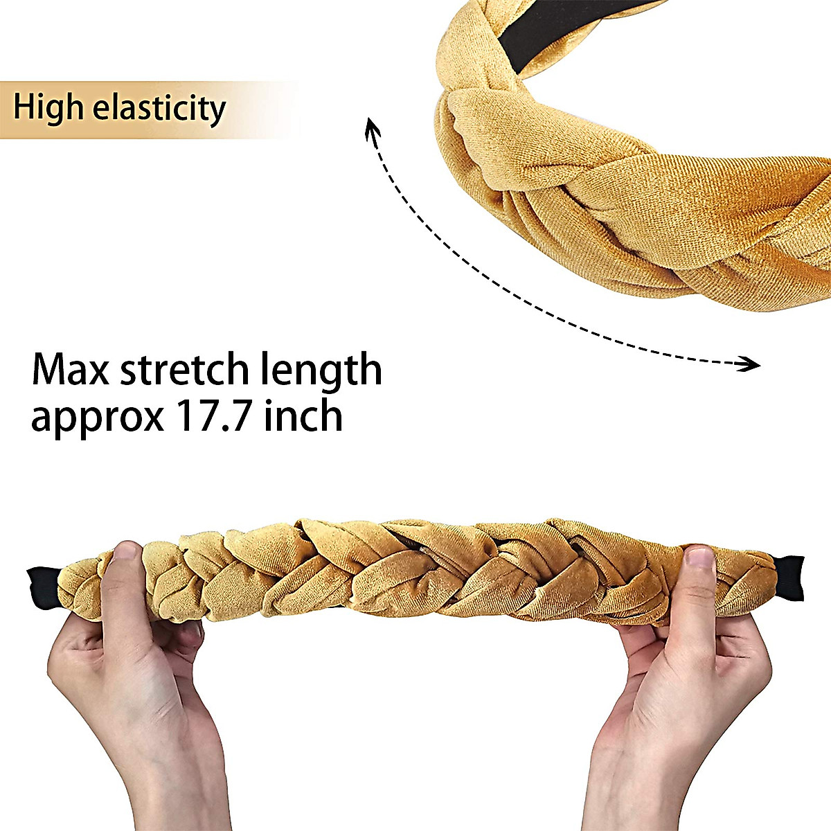 RINVEE Headbands for Women Velvet Braided Headbands Fashion Hairband Criss Cross Hair Accessories, Golden