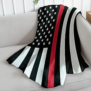 Infinity Republic - Thin Red Line Soft Fleece Throw Blanket - 50x60 Perfect for Living Rooms, bedrooms, Kids' Rooms, Outdoors!