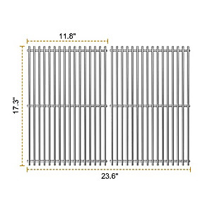 SafBbcue 7639 Stainless Steel Cooking Grates Replacement for Weber E-310 E-320 S-310 Spirit II E-310 SP320 Spirit 700 Series Genesis Silver/Gold B/C 45010001 46510001 7526 7638 7525