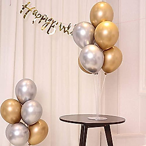 ZERIRA 4 Sets of Balloon Stand Kits, Reusable Clear Balloon Stand with Base Balloon Table Floor Stand for Birthday Party Baby Shower Wedding Anniversary Decoration
