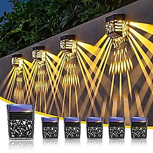 EGOBOO Solar Deck Lights for Stairs Outdoor Waterproof Led,6 Pcak Color Glow Fence Lights Solar Powered,Universal Front Yard Garden Pool Wall Wtep Post Mailbox Patio Landscape Lamps (Black)