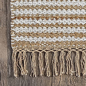 nuLOOM Clea Hand Woven Geometric Flatweave Tassel Area Rug, 8' x 10', Natural