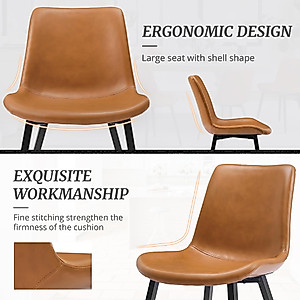 Cozyman Dining Chairs, Faux Leather Dining Chairs Set of 4, 18 Inch Dining Room Chairs, Modern Side Chair with Metal Legs, for Living, Bedroom, Kitchen, Whiskey Brown