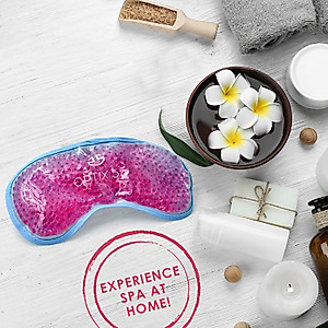 Gel Eye Mask - Hot or Cold Compress Pack Eye Therapy | Cooling Eye Mask for Dark Circles & Puffiness, Puffy Eyes, Dry Eyes, Headaches, Migraines, Sinus - Reusable Eye Face Mask | Ergo Gel Bead (Pink)