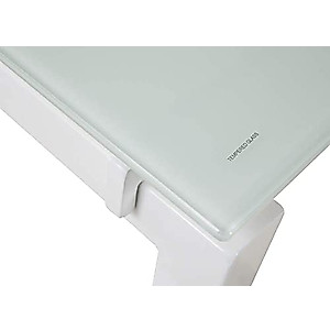 Signature Design by Ashley Baraga Contemporary Glass L-Shaped Home Office Desk, White