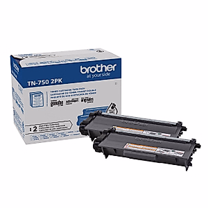 Brother Genuine High-Yield Black Toner Cartridge Twin Pack TN750 2PK (TN7502PK)