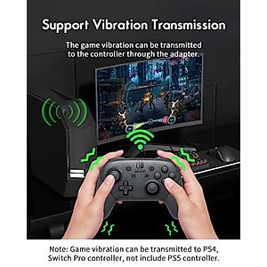 AOLION Bluetooth Adapter for PS4/PS5/Switch, Wireless Controller Adapter, Compatible with PS4, PS5, Switch, Windows PC, Android TV Box, Steam