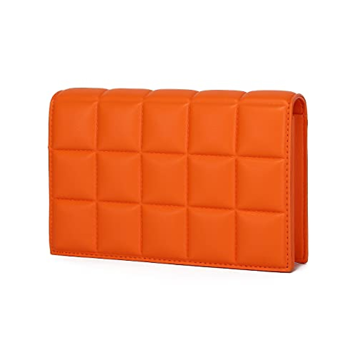 YIKOEE Quilted Chain Mini Shoulder Purse for Women (Orange)