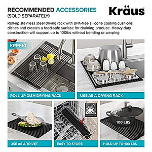 KRAUS Standart PRO 22-inch Drop-In Top Mount 16 Gauge Stainless Steel Single Bowl Laundry Utility Sink, KHT301-22L