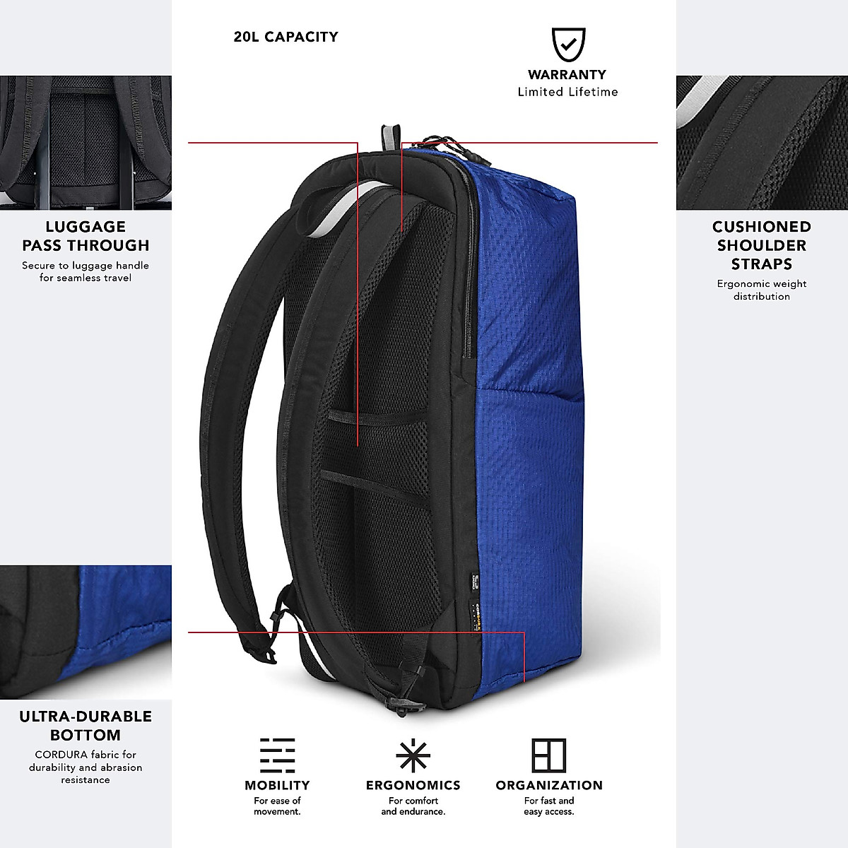 OGIO FUSE Lightweight Backpack (20 Liter, Cobalt, Zip Top)