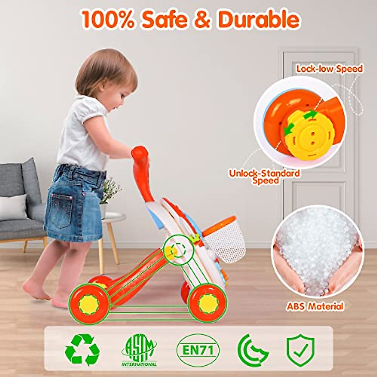 2-in-1 Baby Walker for Girls Boys, Sit to Stand Learning Walker and Activity Center Table, Educational Baby Push Walker, Musical Infant Toys for 1 Year Old Kids Birthday Gift for 6 9 12 18 24 Months