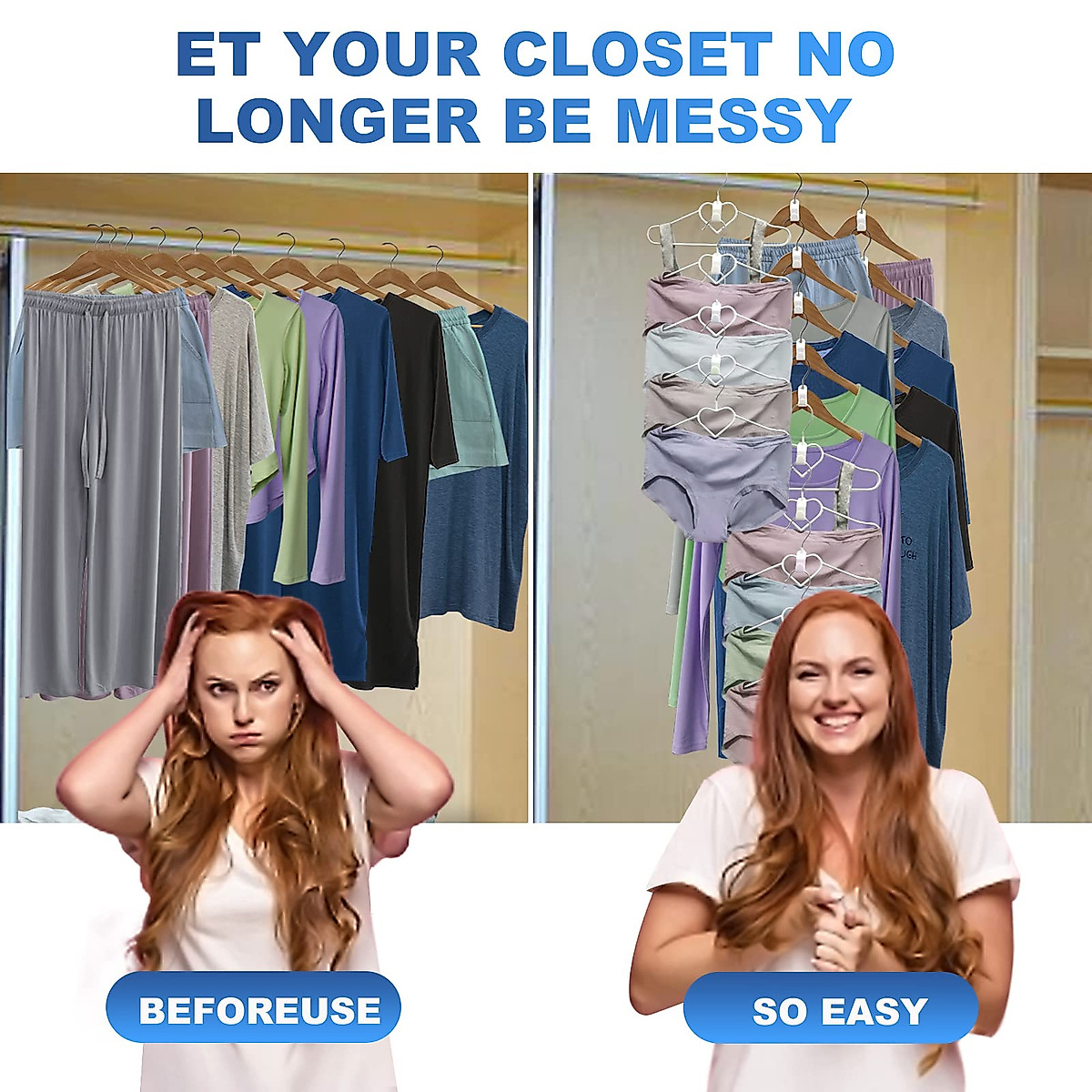 MNYBWZ 50PCS Hanger Hooks Clothes Connector Hooks Space Saving Cascading Hangers Closet Organizer (White)