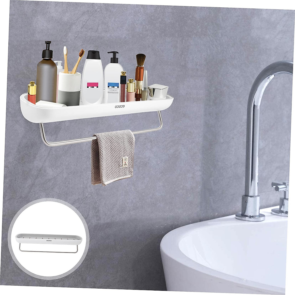 Yardenfun 1pc Bathroom Shelf Stainless Steel Towel Rail Kitchen Storage Baskets Bathroom Shower Bathroom Towel Racks Wall Towel Holder Wall Mounted Sundries Organizer Bracket Hanging
